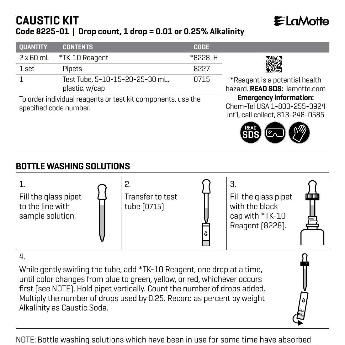 Caustic Kit Instruction Manual (8225-01) - LaMotte